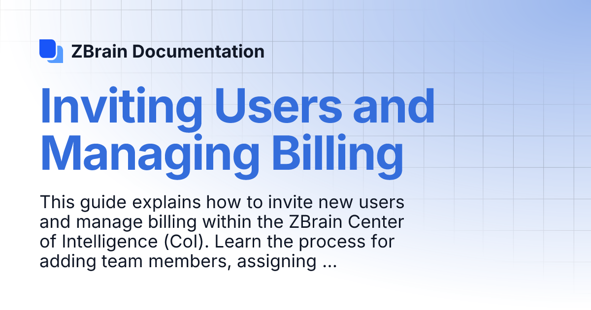 Inviting Users and Managing Billing | ZBrain Documentation