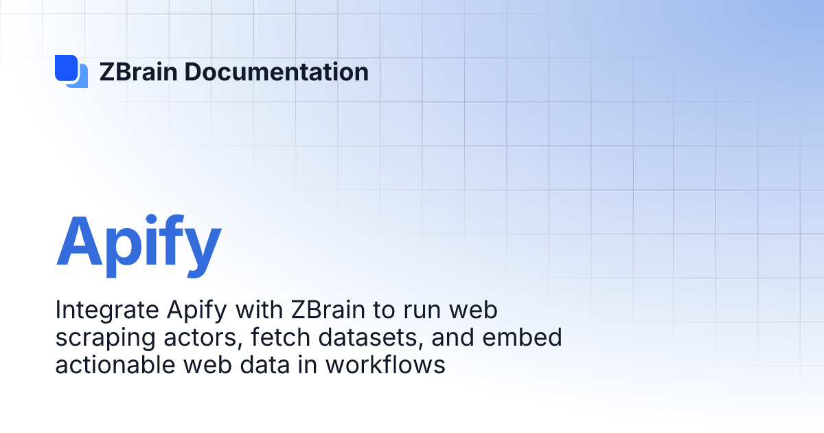 Apify | ZBrain Documentation