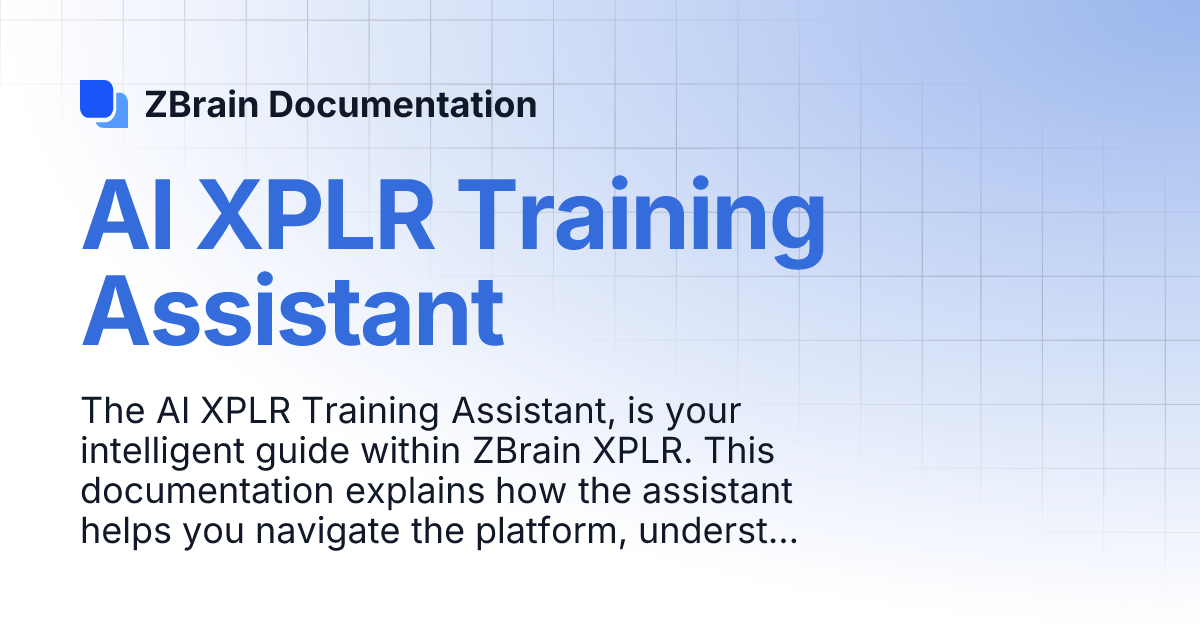 AI XPLR Training Assistant | ZBrain Documentation